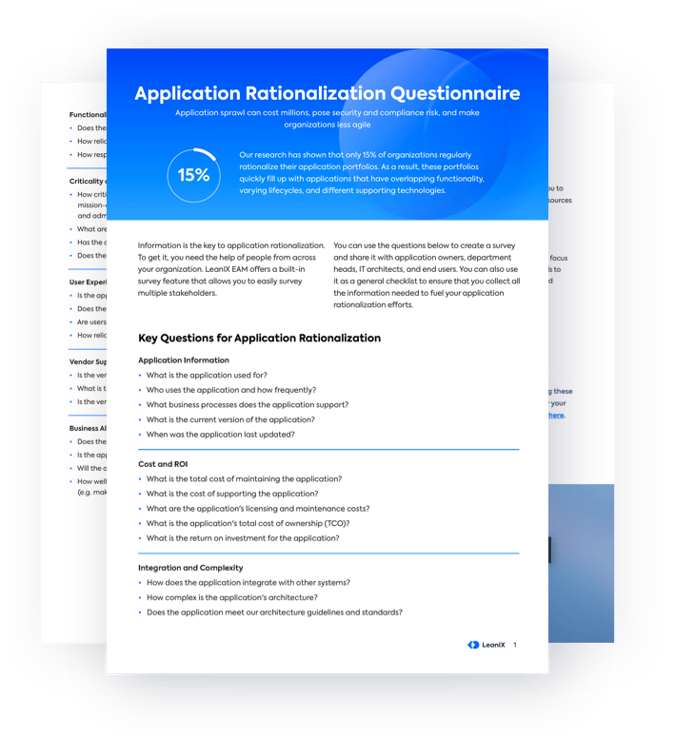 Application Rationalization Questionnaire | LeanIX Application Rationalization Questionnaire | LeanIX